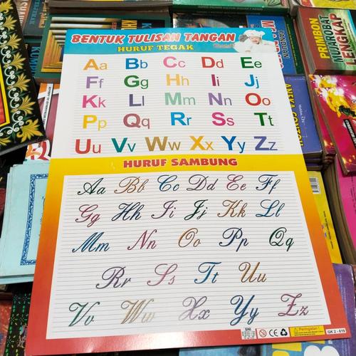 Jual Poster Edukasi Bentuk tulisan tangan mengenal Huruf tegak dan ...