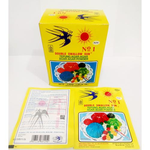 Jual Agar Agar Double Swallow Sun NO.1 Sachet 9 gram / Agar Powder Cap ...