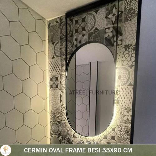 Jual CERMIN OVAL / CERMIN OVAL LIS BESI 90 X 55 / LIS BESI HITAM - Kab ...