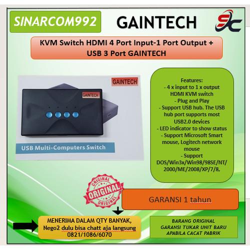 Jual KVM Switch HDMI 4 Port Input-1 Port Output + USB 3 Port GAINTECH ORIGINAL - Jakarta Pusat ...