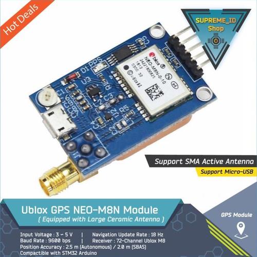 Jual GY-GPSV3 NEO-8M NEO-M8N U-BLOX GPS SENSOR V3 STM32 SMA ANTENNA ...
