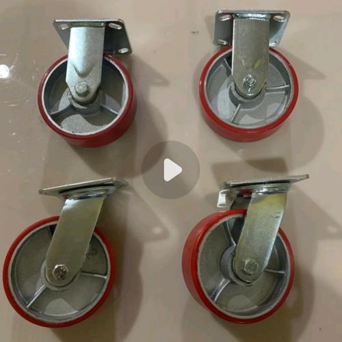 Jual roda 5 inch heavy duty merah per set 4 buah tipe 2putar dan 2mati ...