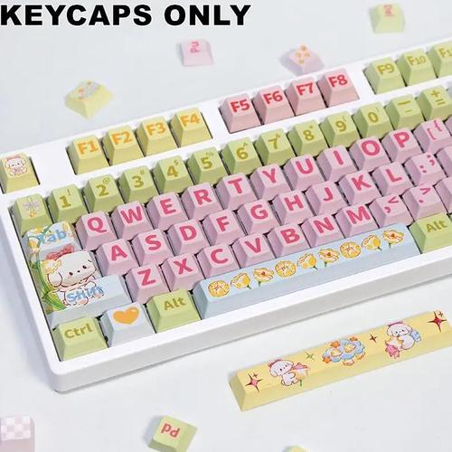 Jual 131 Keys PBT Keycaps Suzuran Puppy Cherry Profile Five-sided Dye ...