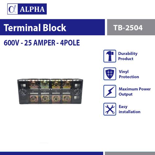 Jual Terminal Block 4Pole 25A atau 15A TB-250 Brand Alpha - 25A 4 Pole ...