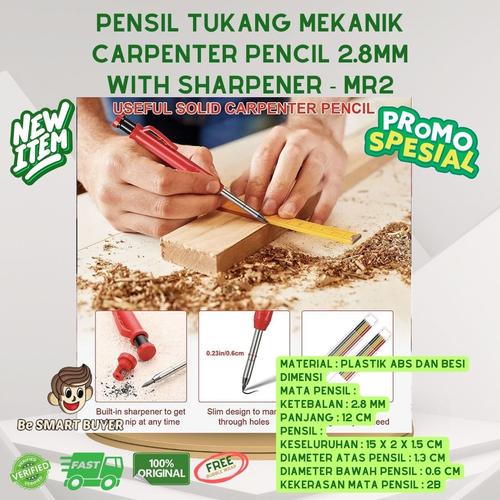 Jual Pensil Tukang Solid Carpenter Mekanik Marking Tembok Kayu Besi 2 ...