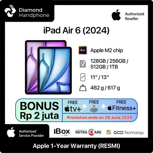 Promo Apple iPad Air 6 M2 2024 11" 13" WIFI 128GB 256GB 512GB 1TB 11 ...