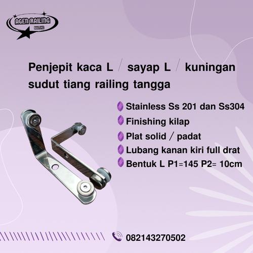 Jual Kupingan sudut / sayap L / Penjepit kaca L Ss304 + baut kaca ...