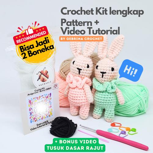 Promo DIY Crochet Kit Paket Belajar Rajut Pemula-Amigurumi Bunny - Mint ...