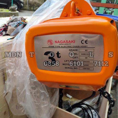 Jual Nagasaki Electric Chain Hoist 3 Ton 6 Meter Katrol Elektrik Hois ...