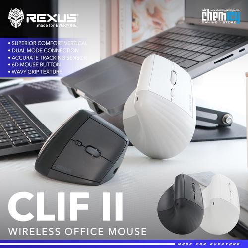 Jual Rexus Clif 2 / Clif II Vertical Wireless Office Mouse - White ...