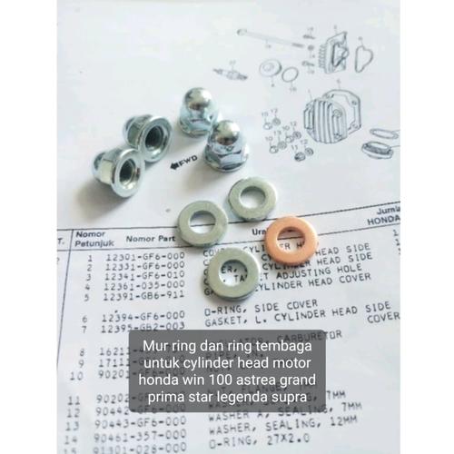 Jual MUR RING DAN RING TEMBAGA SET UNTUK CYLINDER HEAD MOTOR HONDA WIN ...