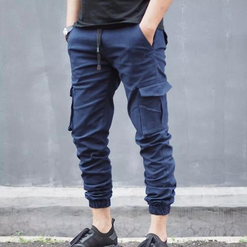 Promo Celana Jogger Pants Panjang Pria Joger Cargo Katun Stretch - Biru ...
