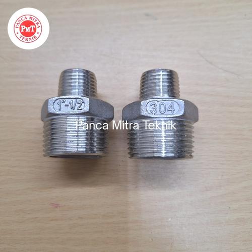 Jual 1 x 1/2" inch Double Nepel Reducer SS304 / Hex Nepel Stainless ...