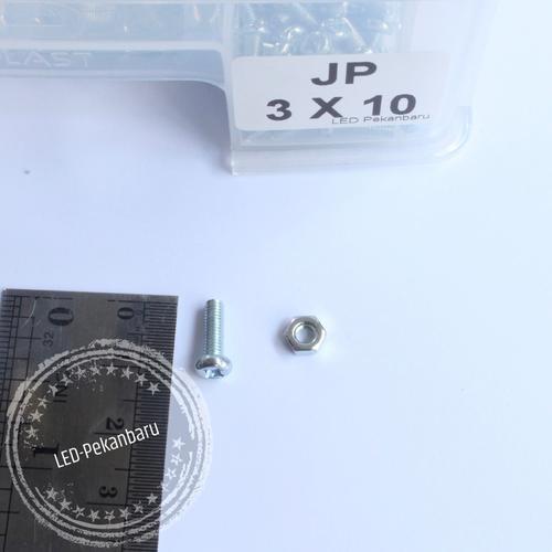 Jual 20PCS BAUT JP 3X10 3MM X 10MM PANJANG 1CM MUR NUT M3 KEPALA OBENG ...