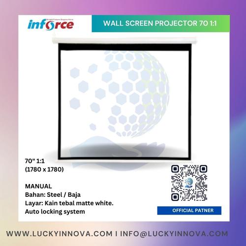 Jual INFORCE WALL SCREEN PROJECTOR 70 1:1 / LAYAR PROYEKTOR MANUAL ...