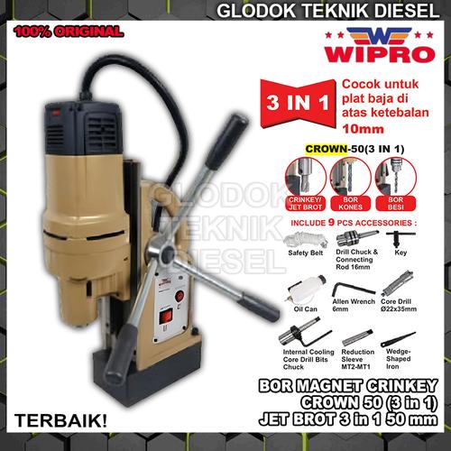 Jual Mesin Bor Magnet 50 mm 3 in 1 CROWN 50 Jet Brot Magnetic Crinkey ...