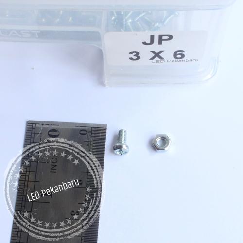 Jual 20PCS BAUT JP 3X6 3MM X 6MM PANJANG 0,6CM MUR NUT M3 KEPALA OBENG ...