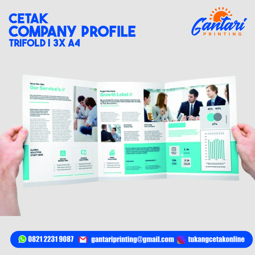 Jual Cetak Brosur Lipat 3 Company Profile Trifold A4 Lipat 3 3x A4