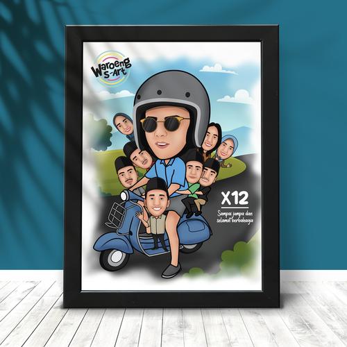 Jual Sketsa Karikatur 7-10 Wajah + Frame A4 (kado Ulang Tahun, Dll ...