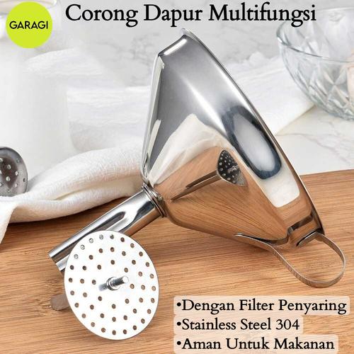 Jual CORONG DAPUR MULTIFUNGSI FUNNEL STAINLESS STEEL + FILTER SARINGAN ...