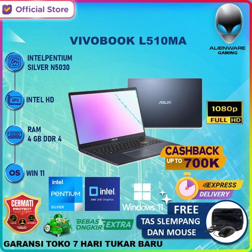 Promo ASUS VIVOBOOK L510MA PENTIUM SILVER N5030 4GB/256GB W11 15.6 HD ...