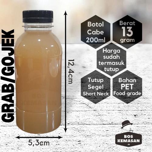 Jual Botol Cabe 200ml plastik PET tutup hitam putih - Hitam - Kota ...