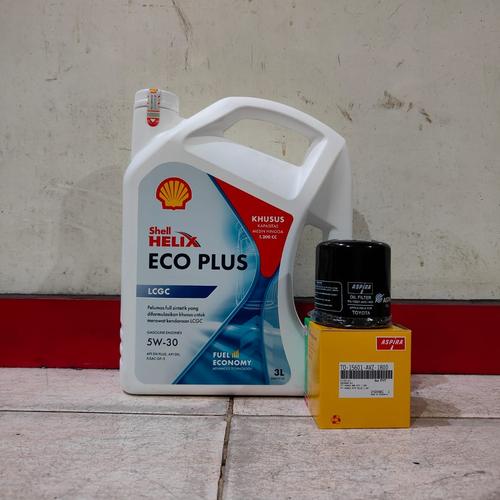 Jual Paket Oli Shell Helix Eco Plus 5W-30 Isi 3 Liter + Filter Oli Agya ...
