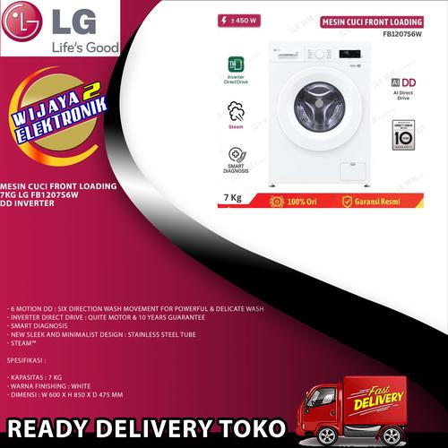 Jual Mesin Cuci Front Loading 7Kg LG FB1207S6W w/ AI DD 7Kg Inverter ...