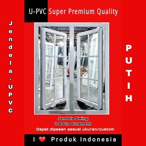 Jual Jendela UPVC Super - Swing 2 Daun Ornament - Putih - L100 x T120cm ...