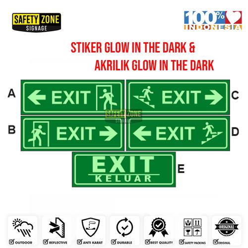 Promo Sign Akrilik Exit Glow in the dark - A (Datar Kiri), 10cm x 30cm ...