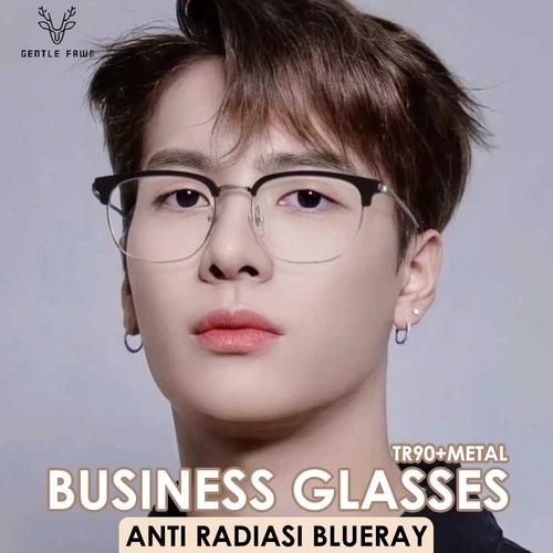 Promo Gray Pink Frame Kacamata Anti Radiasi Blueray Style Kotak Korean Bahan TR90+Metal Ringan ...