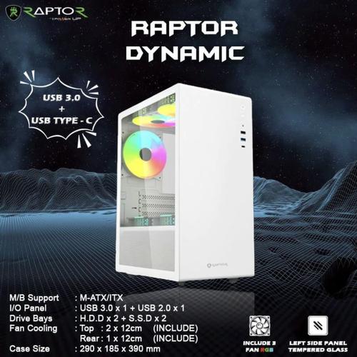 Jual CASING GAMING RAPTOR DYNAMIC WHITE FREE 3 FAN RGB - Casing Gaming ...