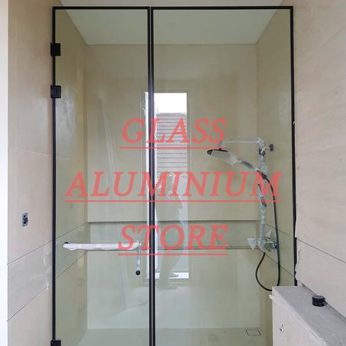 Jual Kamar Mandi Kaca Tempered 10mm Shower Box Frame List Hitam + Pintu ...