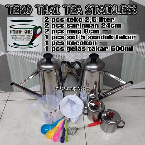 Jual NEW TEKO THAI TEA STAINLESS SET LENGKAP BANYAK BONUS / TEKO TEH ...