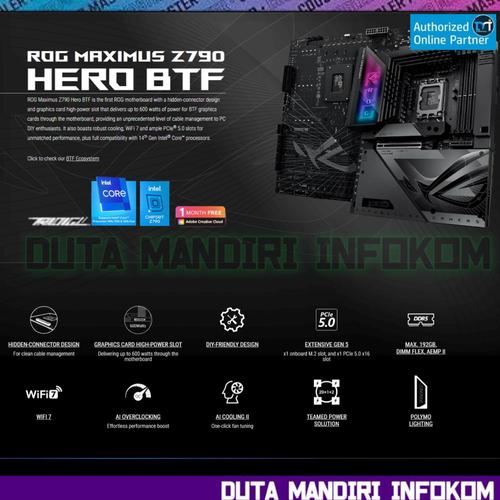 Promo ASUS ROG MAXIMUS Z790 HERO BTF - [Socket LGA 1700, Intel Z790, DDR5, USB3.2 Type C, WiFi-7 ...