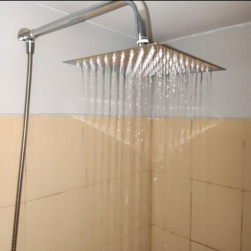 Jual paket wall head shower hujan kotak bulat stainles dudukan tiang ...