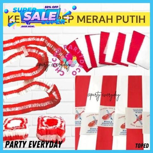 Jual (1PC) KREP POTONGAN MERAH PUTIH GARLAND DEKORASI HUT RI ...