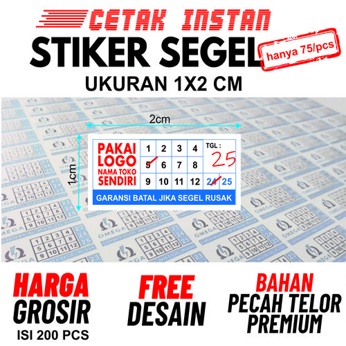Jual Cetak Express Stikel Segel Garansi ukuran 1x2cm Kertas Pecah Telor ...