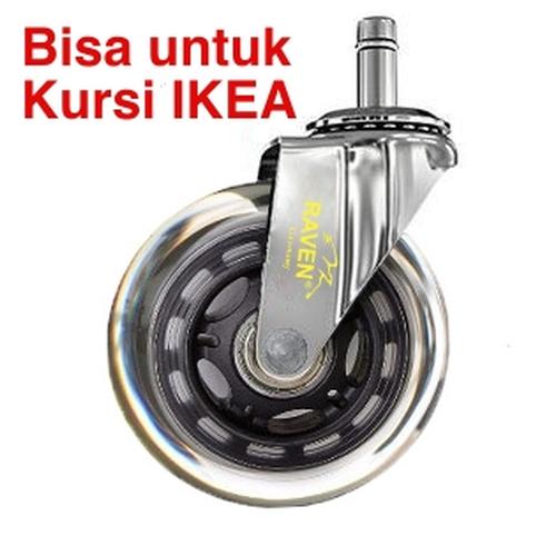 Jual Roda Kursi Kantor SILVER - IKEA compatible - 3 in - Roda office ...