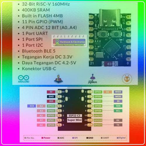 Jual Espressif Tiny Board ESP32C3 RISC-V Super Mini WIFI Bluetooth BLE ...