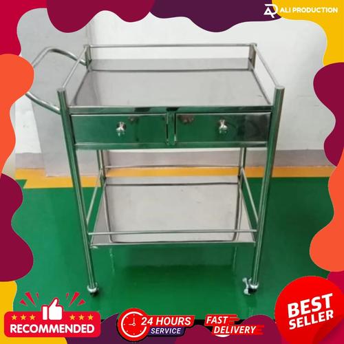 Jual Trolley instrumen 2 Rak Laci Troli Medis Meja Instrumen 2 Rak 2 ...
