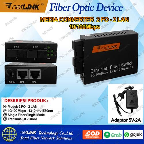 Jual Media Converter Ethernet Fiber Switch 2 Port FO 2 Port LAN / 2 FO ...