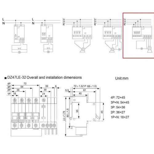 Jual 3-Phase RCBO C6 6A 400V 3P+N Residual Current Operated Circuit ...