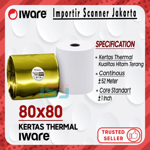 Jual Kertas Thermal Struk Kasir Iware 80 x 80mm Kertas Thermal Paper ...