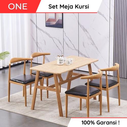 Jual Meja Set Kursi Ruang Makan Family Room Kayu Tempat Cafe Minimalis ...