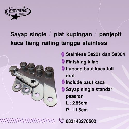 Jual Sayap single / penjepit kaca railing tangga + baut kaca Ss304 ...