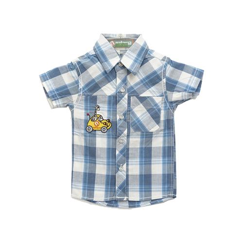 Promo Natawa Kemeja Anak Kecil Biru Tosca Putih Bordir Mobil - Biru ...