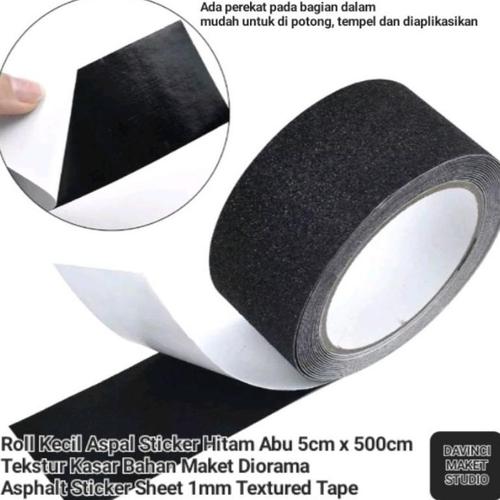 Jual Lakban Kecil Aspal Sticker Hitam Abu 5cm x 500cm Tekstur Kasar ...