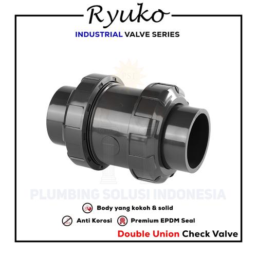 Jual Ryuko Premium Double Union Check Valve / Ball Check Valve PVC 1/2 ...