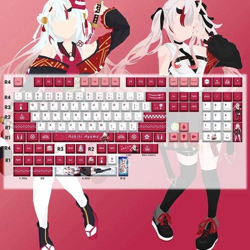 Jual 132 Keys/Set Hololive Vtuber Nakiri Ayame PBT Cherry Keycaps for ...